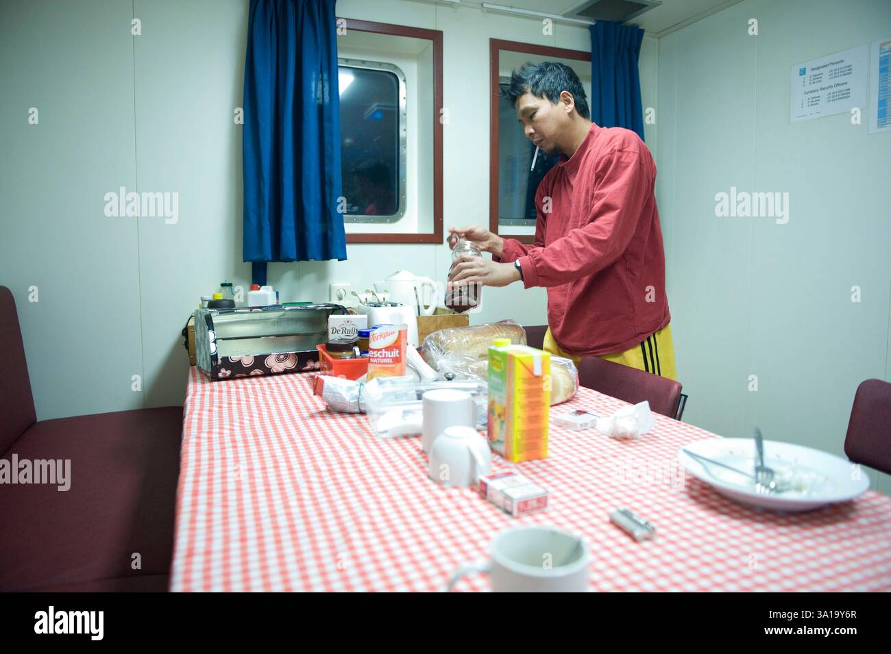 Crewman in Galley. Indonesian Crewman / Seafarer / Able Seaman ...