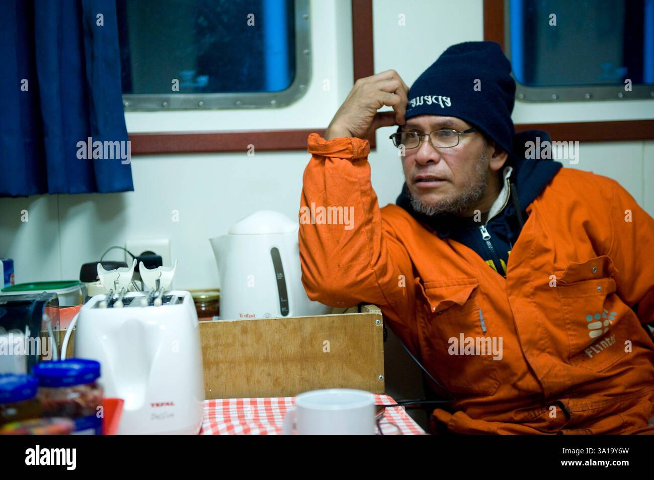 Chief Seafarer in Galley. The Indonesian Chief Crewman / Seafarer ...