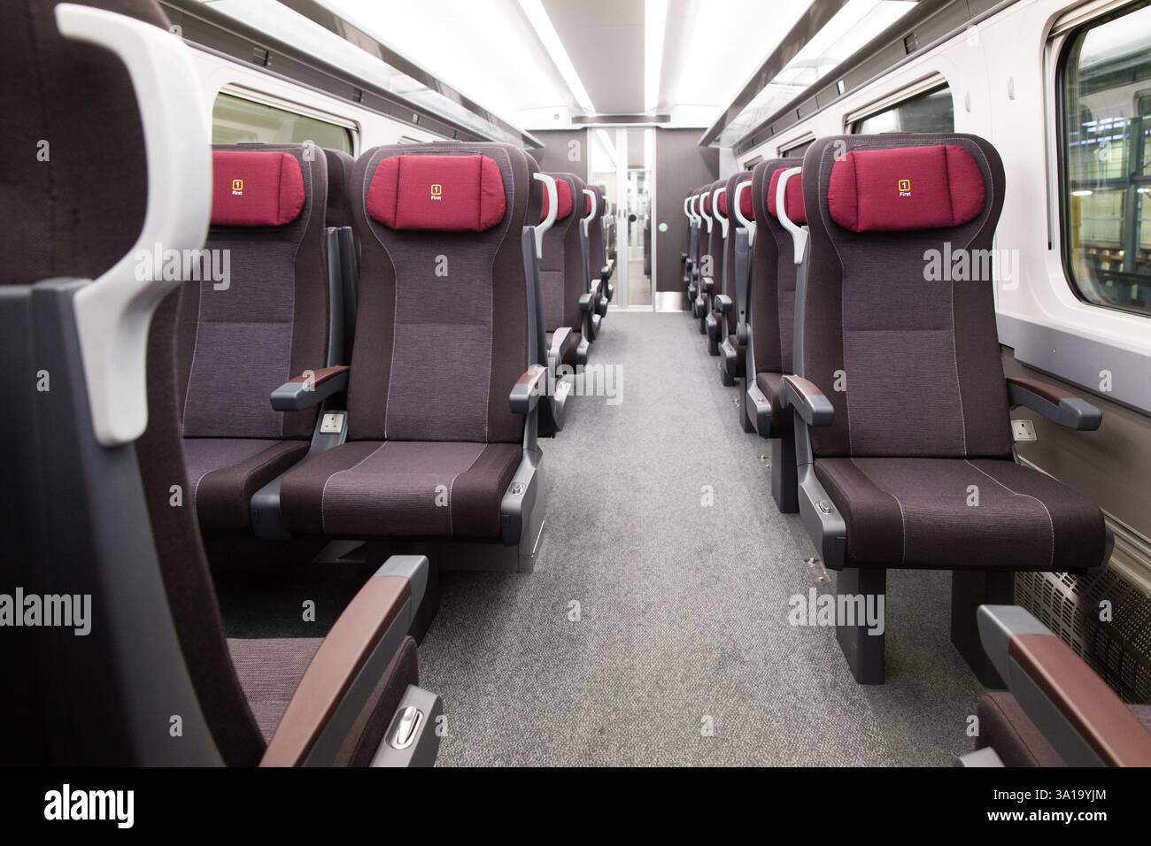 First class train carriage seats Stock Photo - Alamy