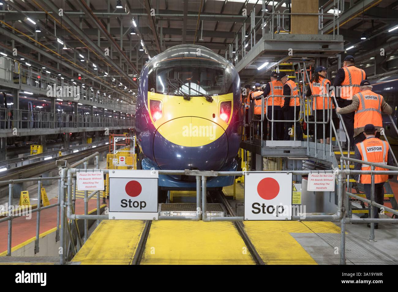 Visitors inspect a train (likely an Intercity Express Programme train ...