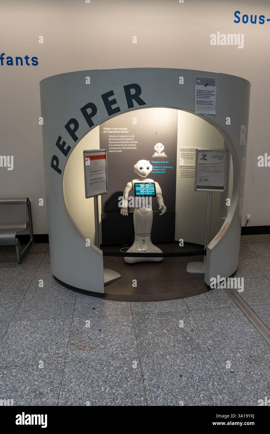 Interaction with an AI robot named Pepper in an interactive space at a ...