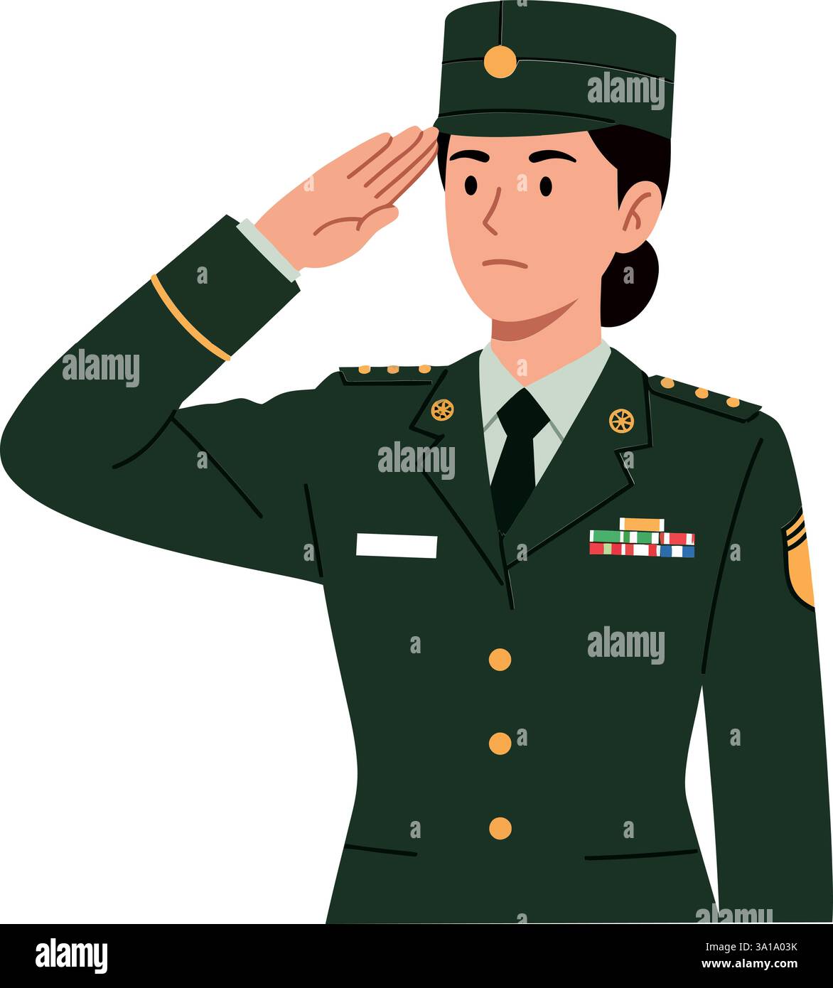 The soldier transitions from standing at attention to executing a ...