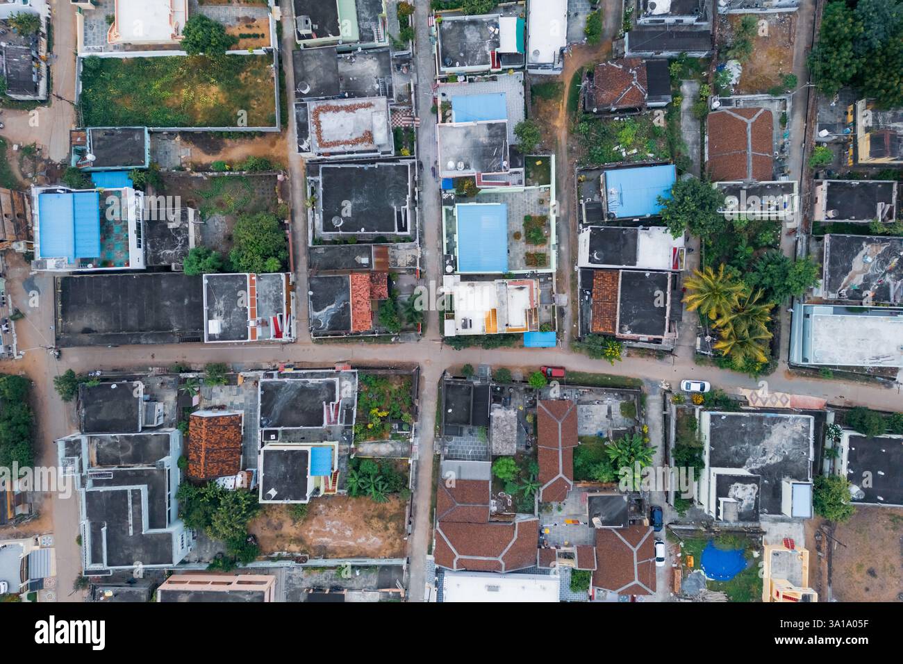 Aerial view of Kolakalur village near Tenali town, Guntur district ...