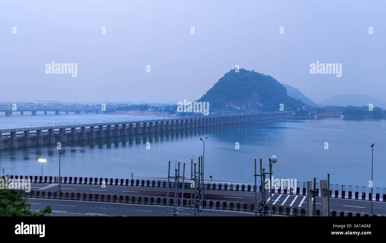 Vijayawada, INDIA -October 30, 2022 : Aerial view of historic Prakasam ...