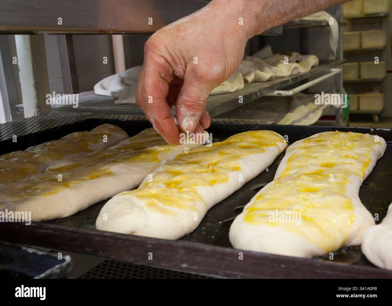 Daily production of bread baked with wood oven with traditional method ...
