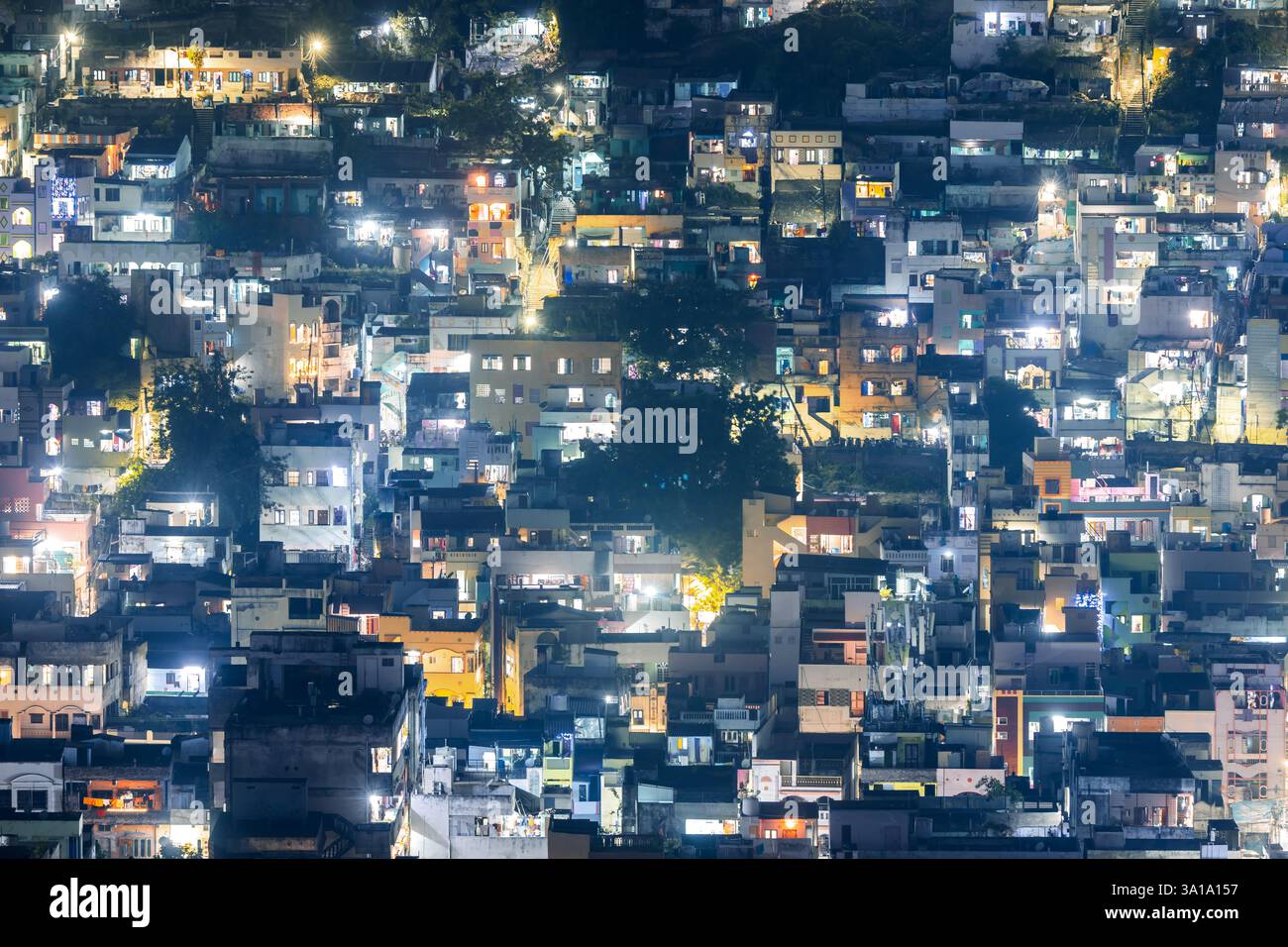 Vijayawada, INDIA -October 30, 2022 : Vijayawada city in the night time ...