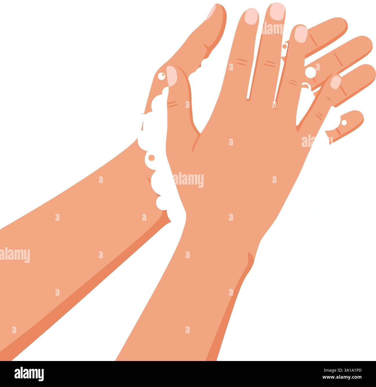Two hands are shown lathering soap, promoting cleanliness and hygiene ...