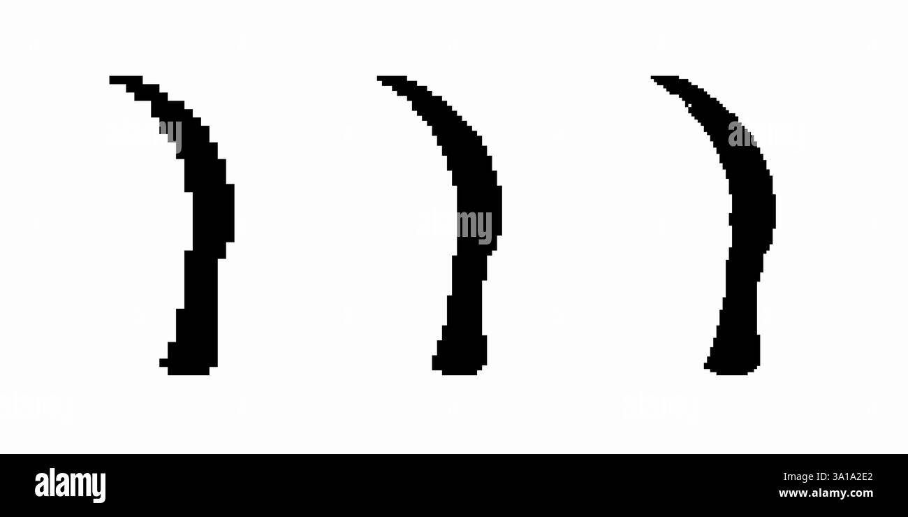 Three bold black curved lines aligned side by side displayed against ...