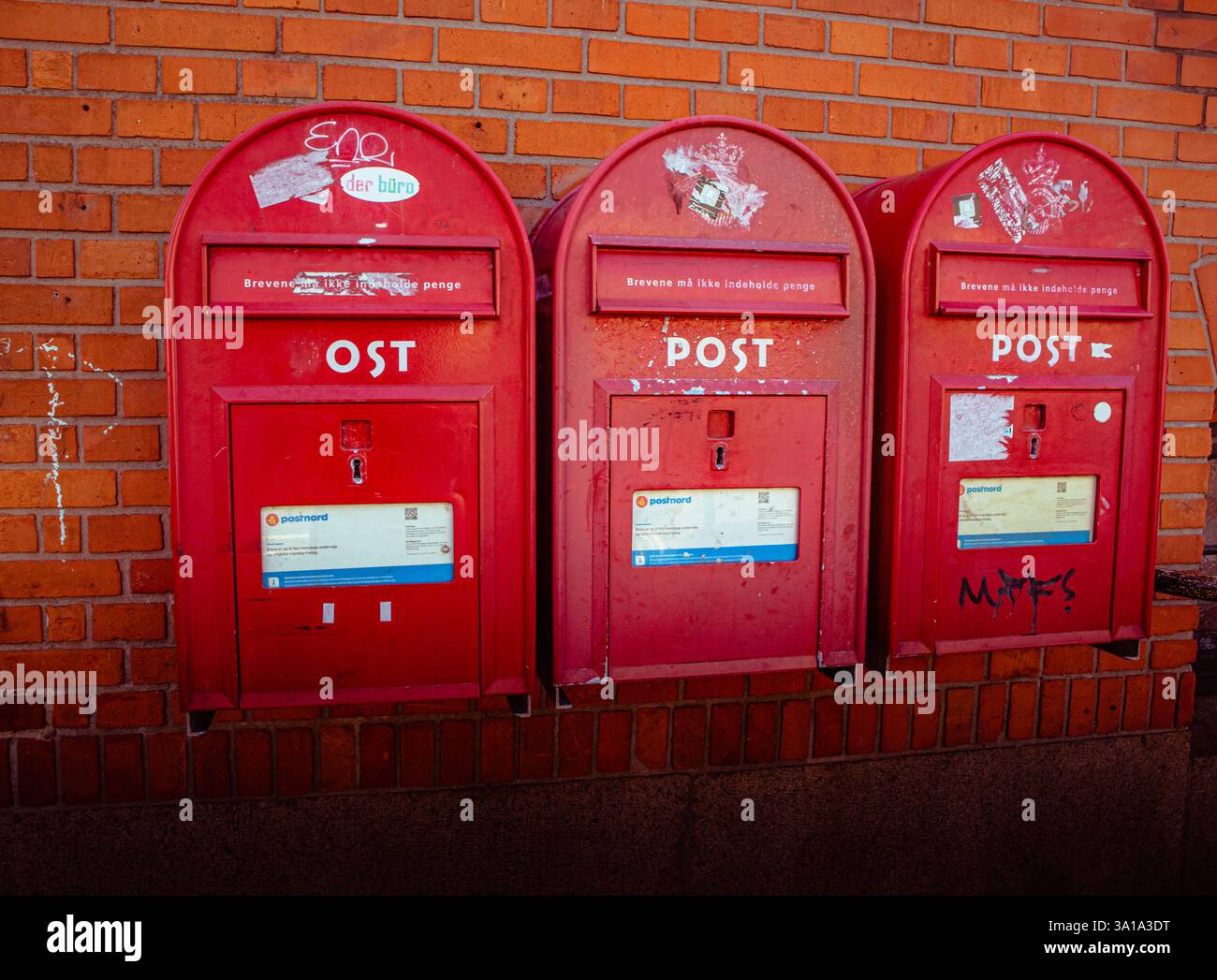 Red mail boxes in Denmark Stock Photo - Alamy