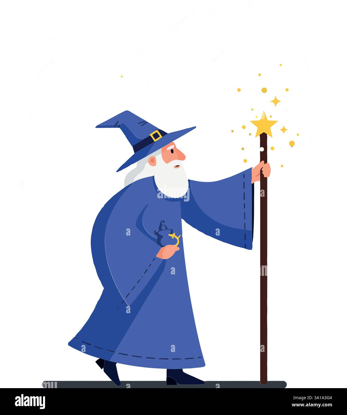 Wizard transforms from still to dynamic in second frame Stock Vector ...