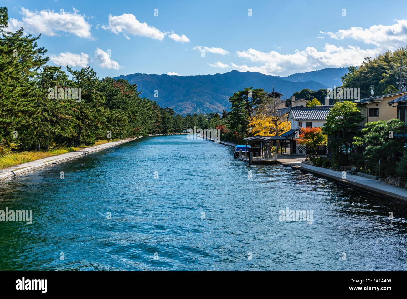 Stunning panoramic view in Amanohashidate during fall season. Monju ...