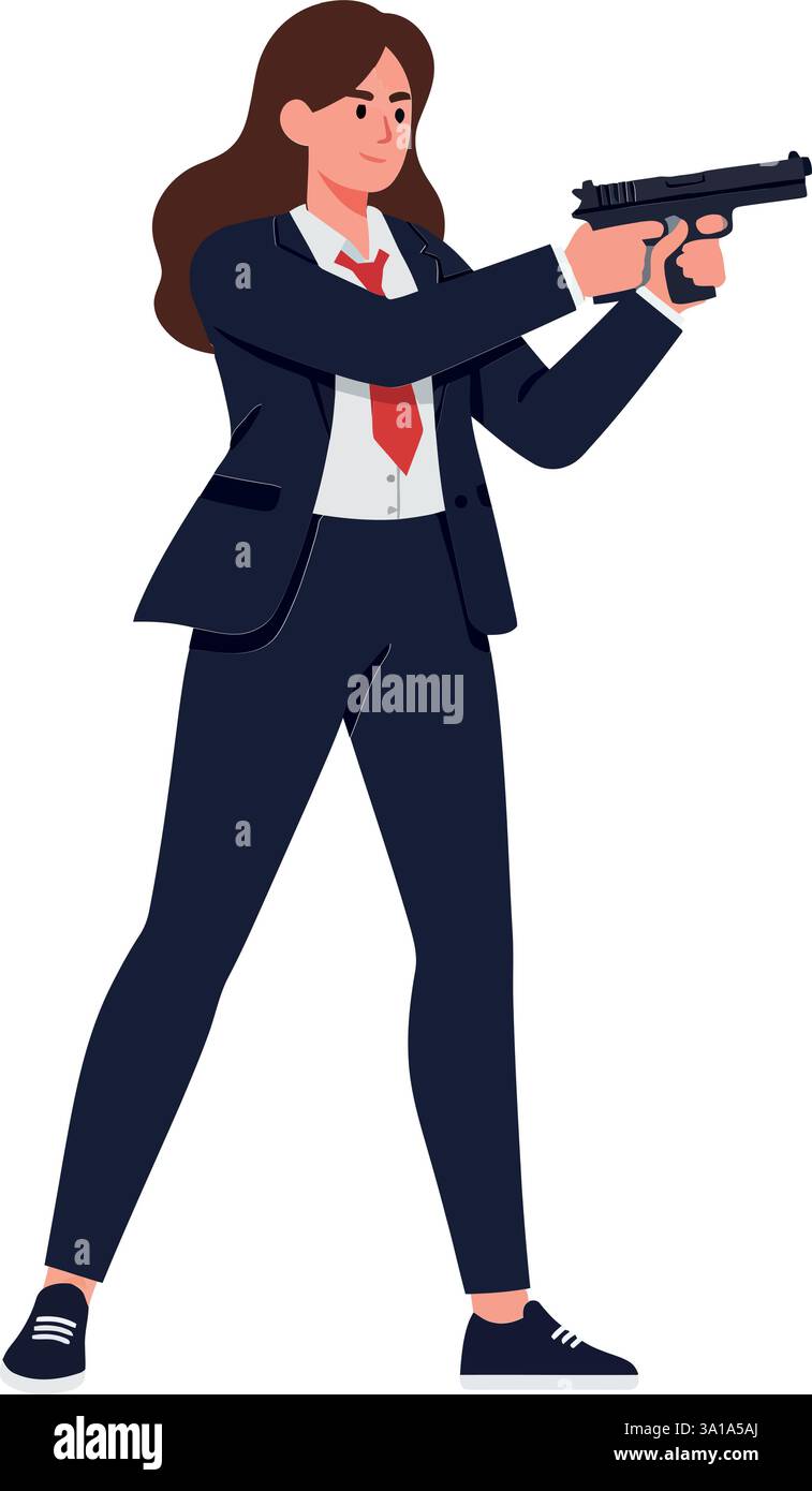 The woman transitions to a ready shooting position Stock Vector Image ...