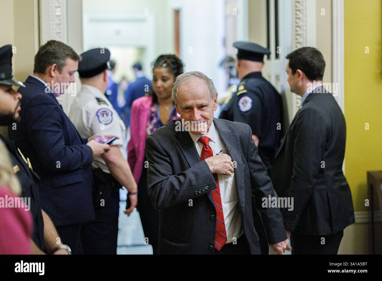 United States Senator Jim Risch (Republican of Idaho) departs a meeting ...