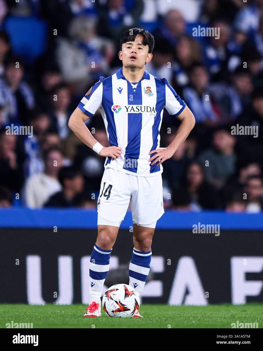 Takefusa Kubo of Real Sociedad with the ball during the UEFA Europa ...