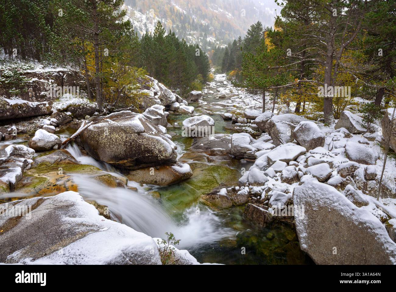 Noguera de Tor River, in the upper part of the Boí Valley, between ...