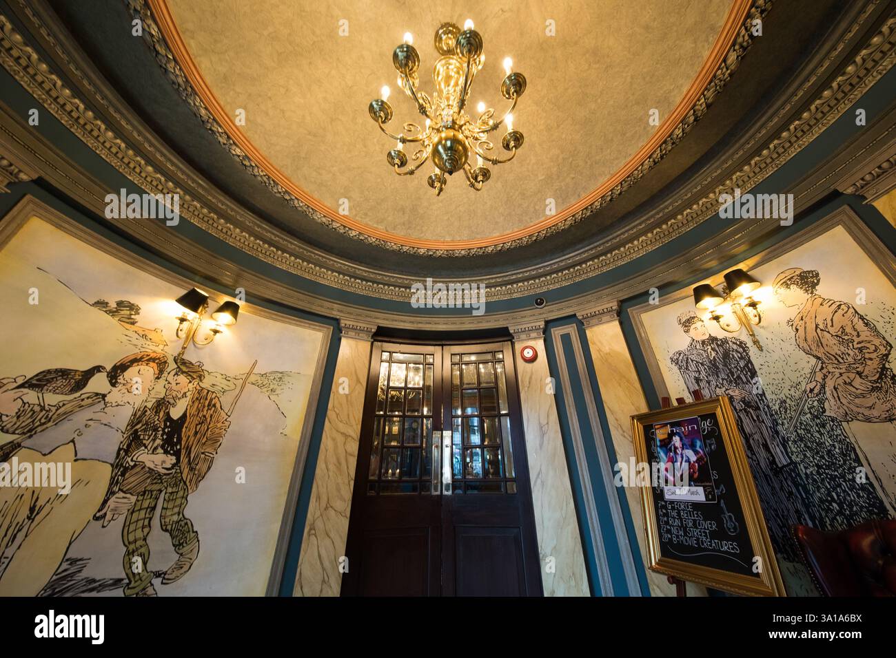 Ornate ceiling, murals, and a concert poster Stock Photo - Alamy