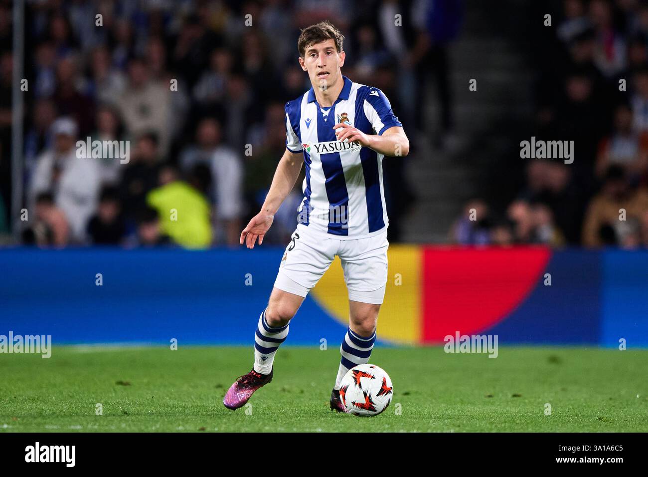 Aihen Munoz of Real Sociedad with the ball during the UEFA Europa ...