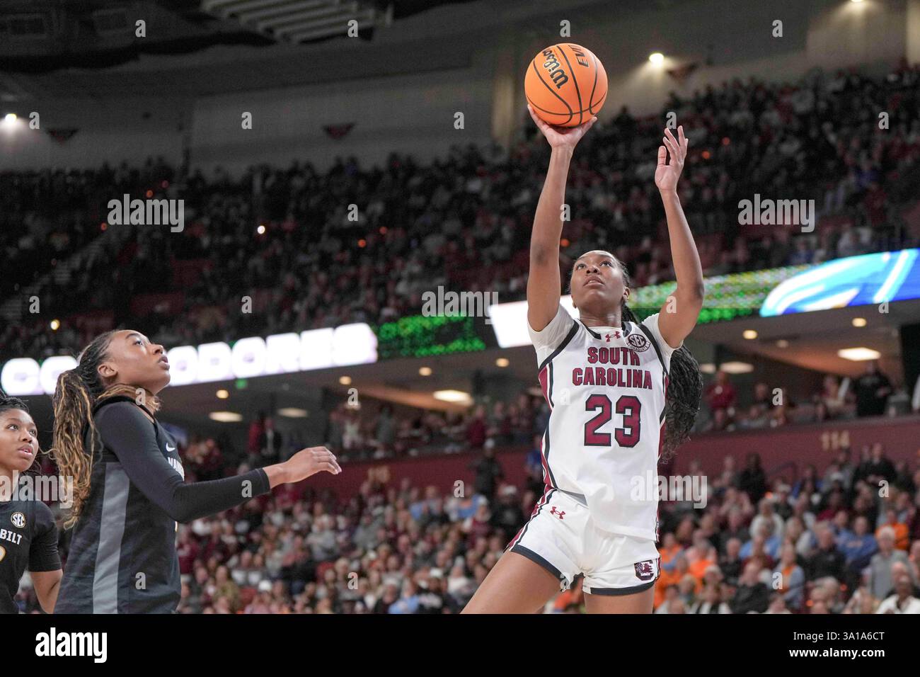 South Carolina guard Bree Hall (23) shoots during an NCAA college ...