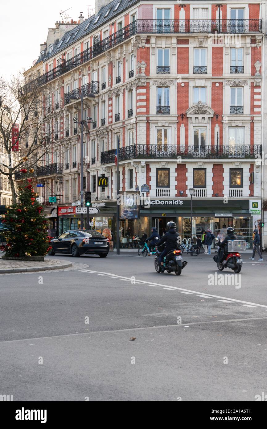 Vibrant city intersection with festive spirit and bustling traffic in a ...