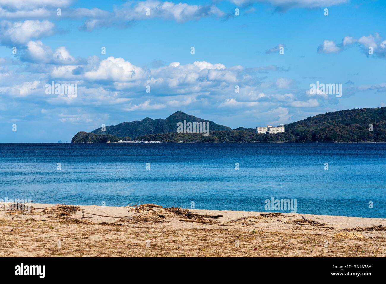 Stunning panoramic view in Amanohashidate during fall season. Monju ...