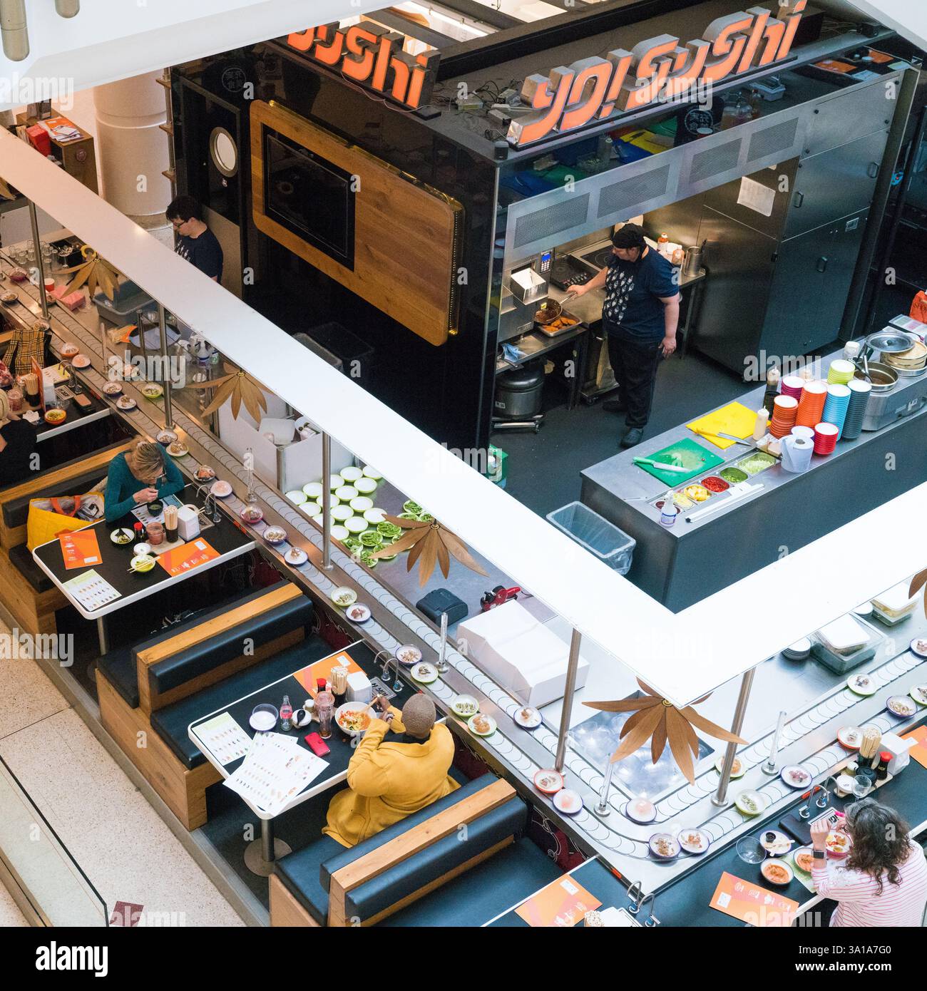 Sushi restaurant (likely a conveyor belt style) in a shopping mall ...