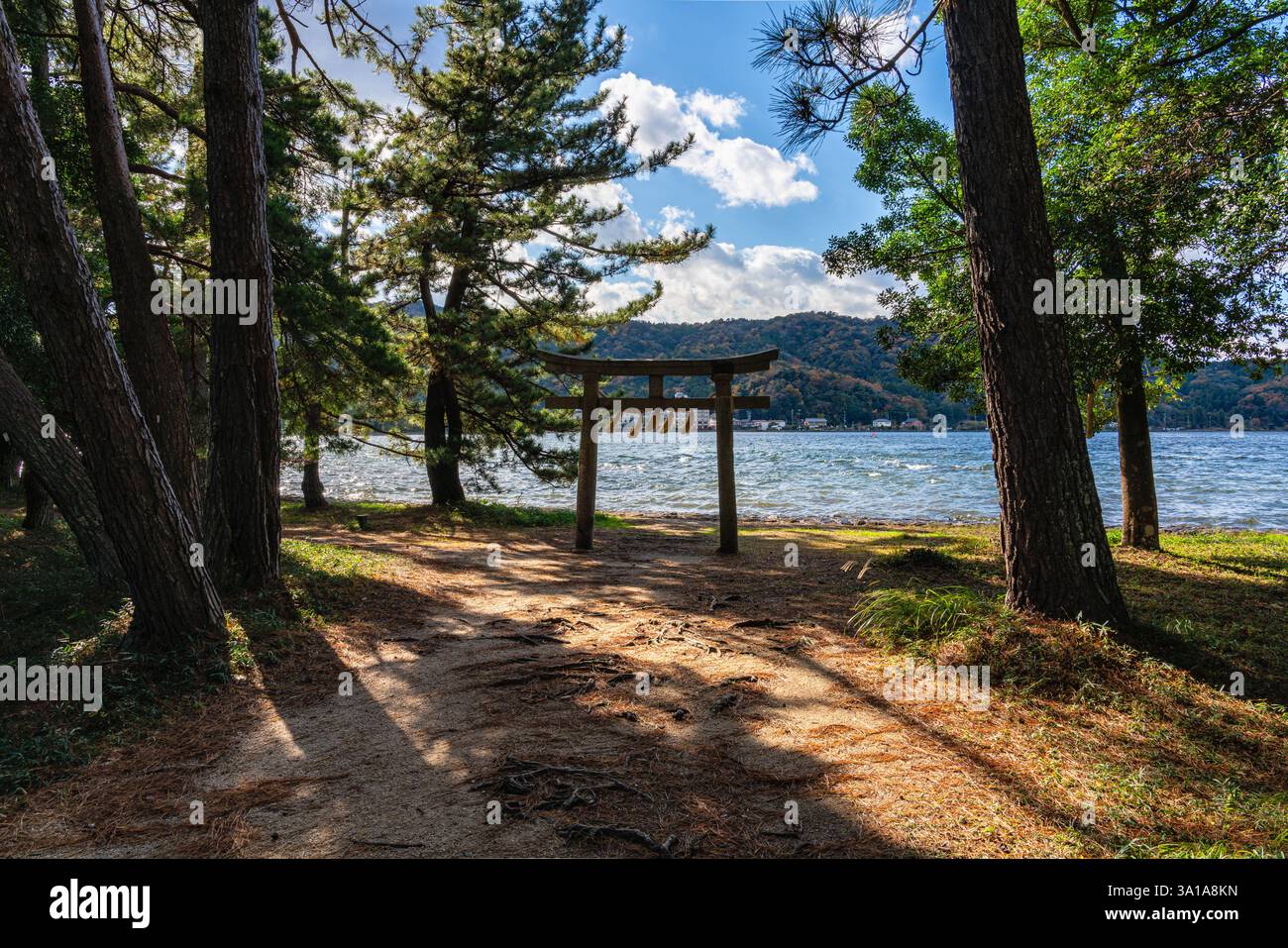 Stunning panoramic view in Amanohashidate during fall season. Monju ...