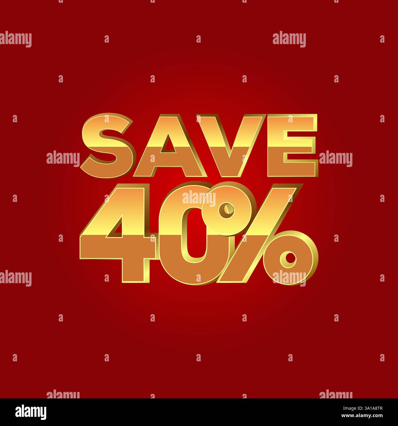 Save 40 percent 3D vector illustration, Sale discount offer price sign. Special offer symbol ...