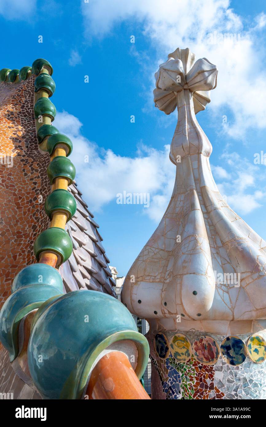 Detail of roof tiles and chimney stack on the Dragon’s Back roof ...