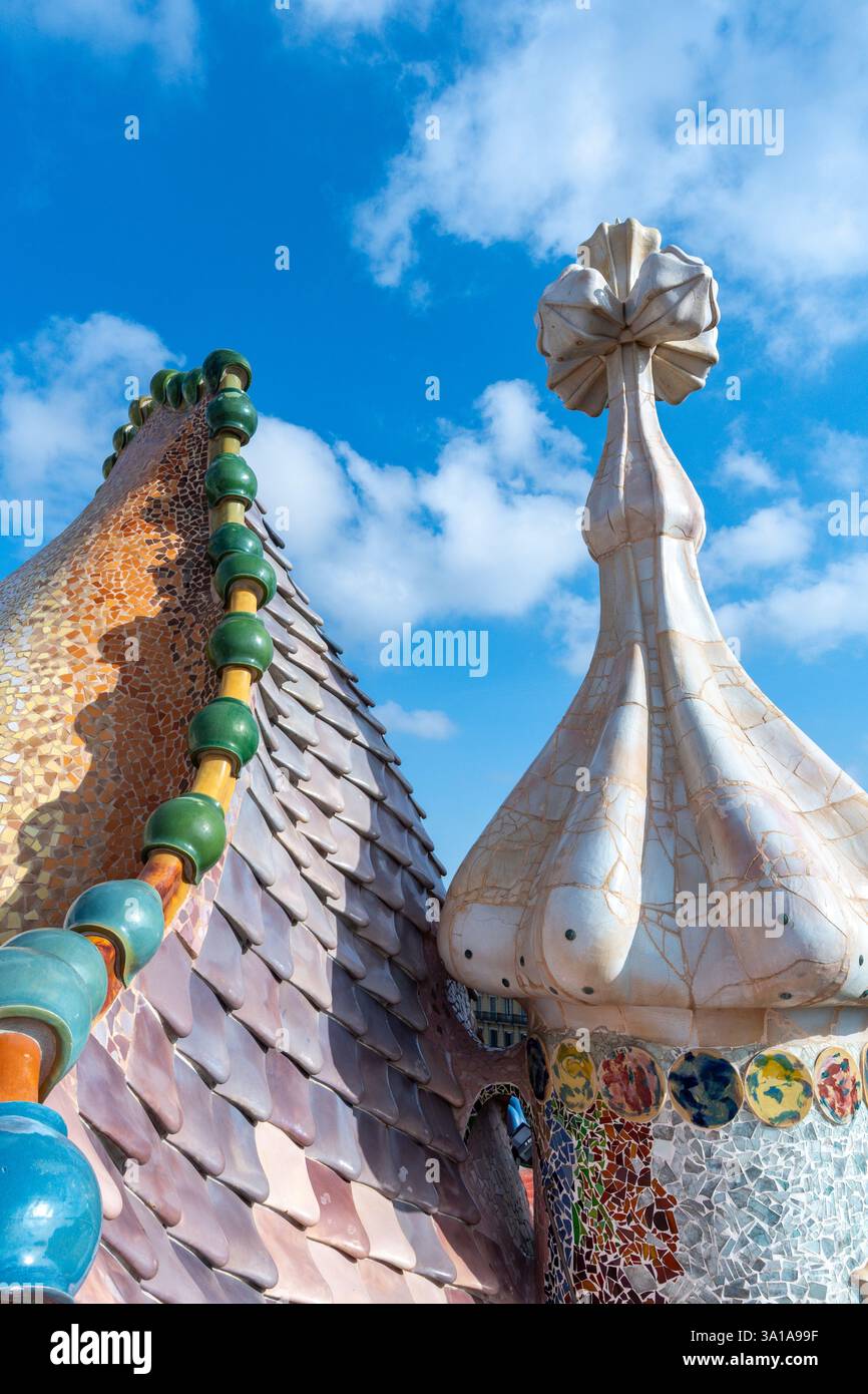 Detail of roof tiles and chimney stack on the Dragon’s Back roof ...