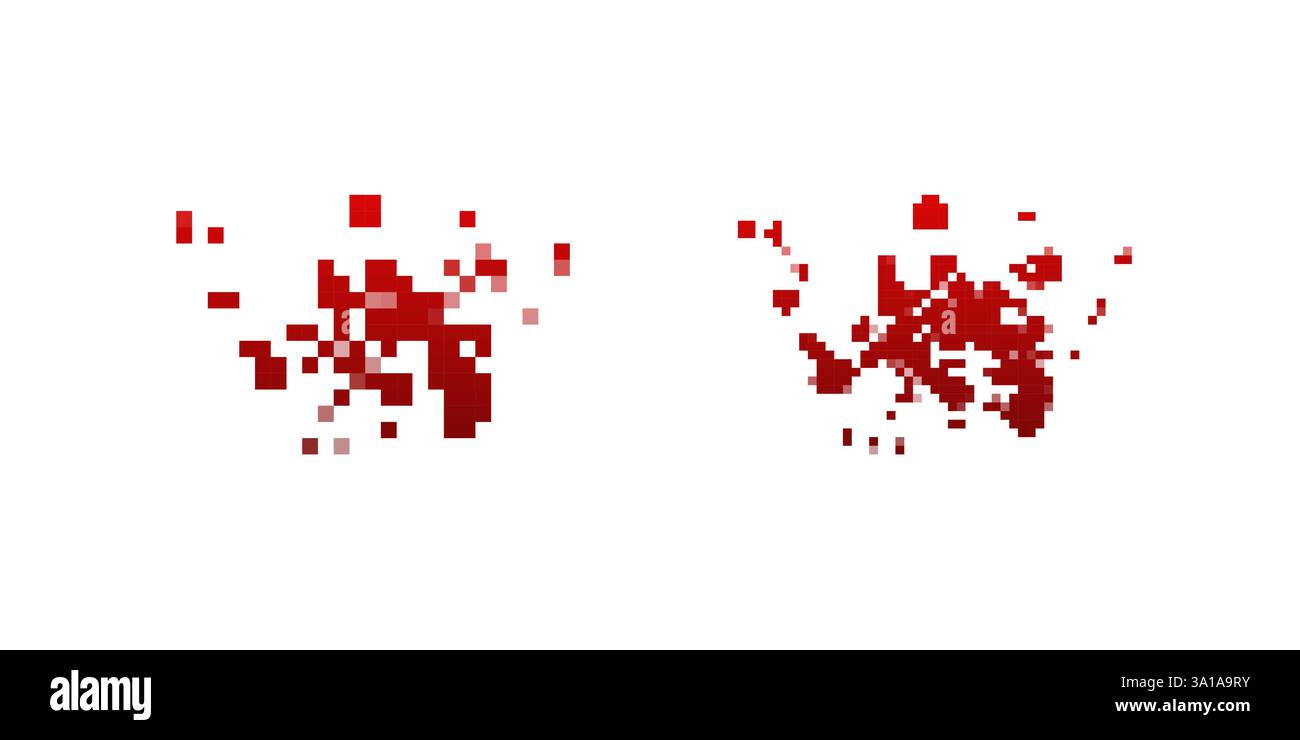 Red pixelated shapes in abstract form capturing modern digital ...