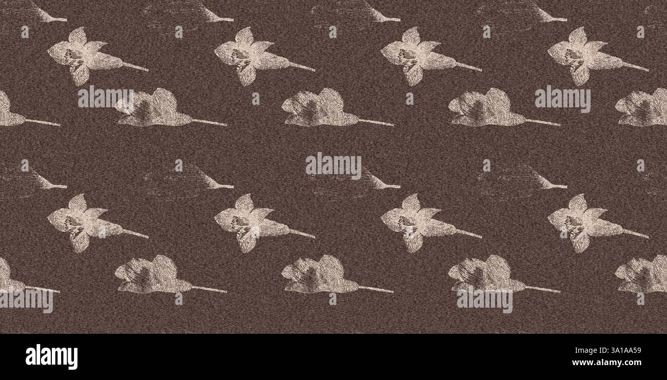 Mocha brown linen floral patterns seamless patterns border design ...