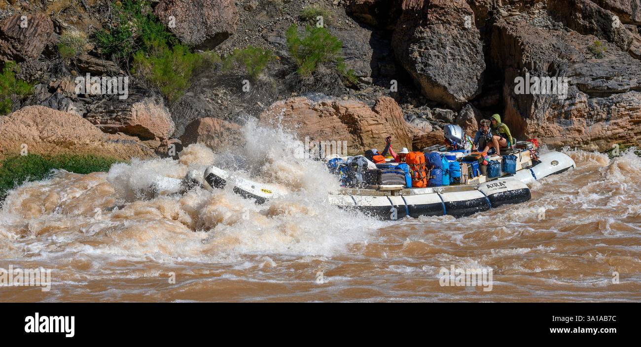 AZRA motorized raft going through Lava Falls on the Colorado River in ...
