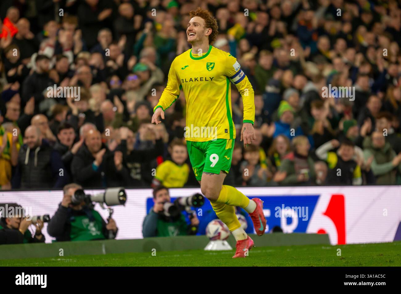 Josh Sargent of Norwich City celebrates scoring their first team goal ...