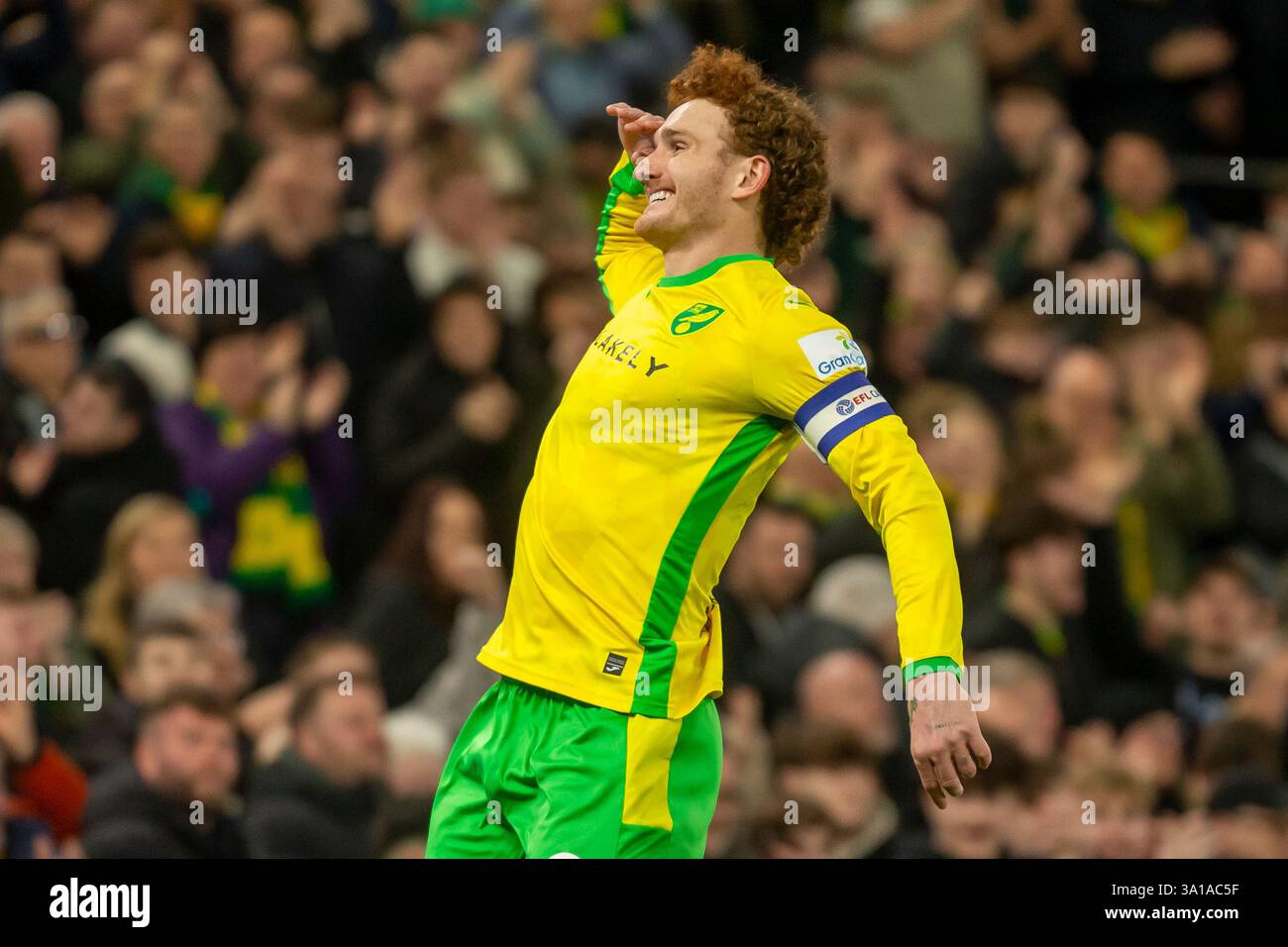 Josh Sargent of Norwich City celebrates scoring their first team goal ...