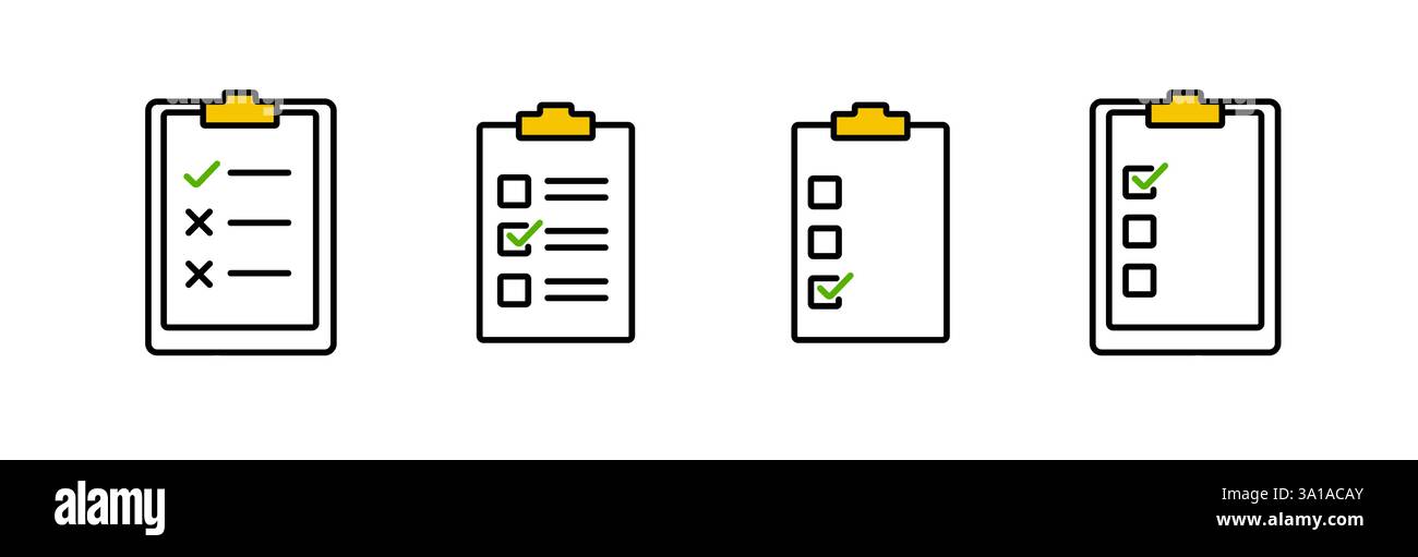 Different types of checklist icons symbolizing tasks and organization ...