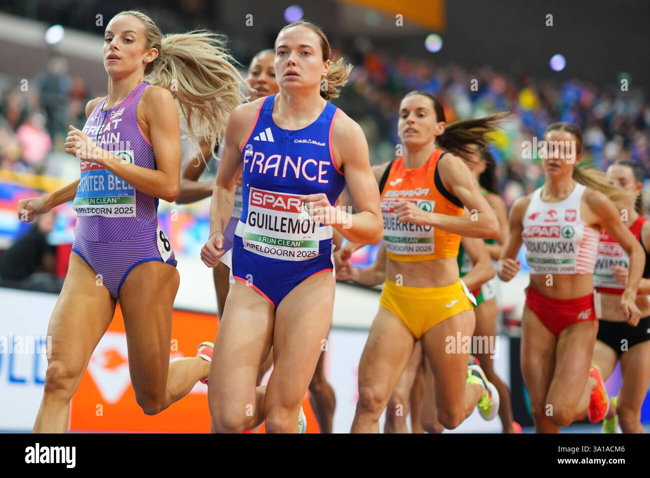 France;s Agathe Guillemot leads the 1500 meters during European Athletics Indoor Championships ...