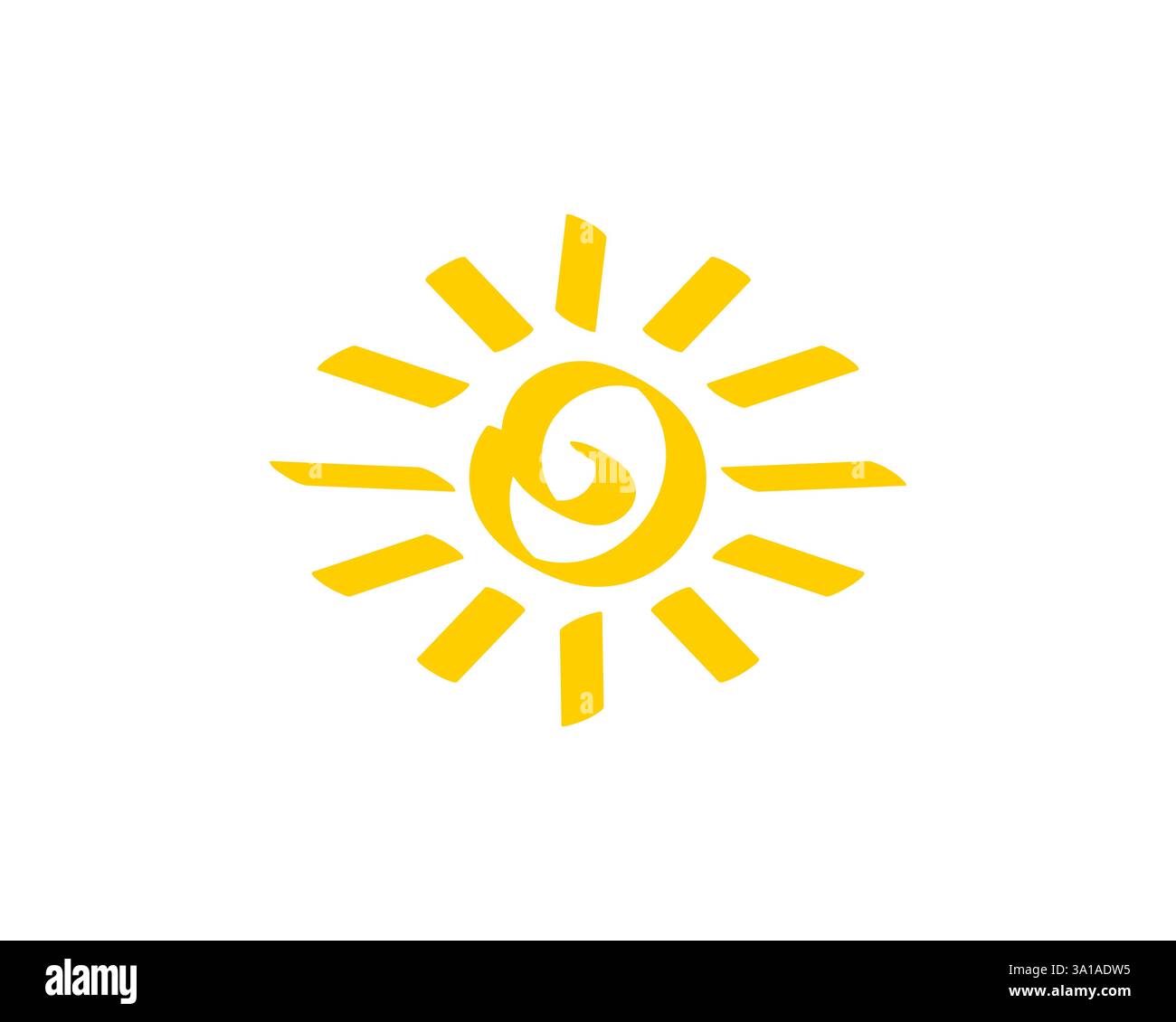 Bright yellow sun symbol with simplified design and rays in all ...