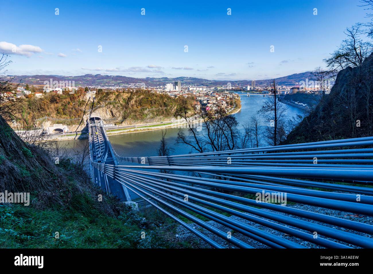 Linz, freeway A26 bridge Donautalbrücke, the bridge is the longest ...