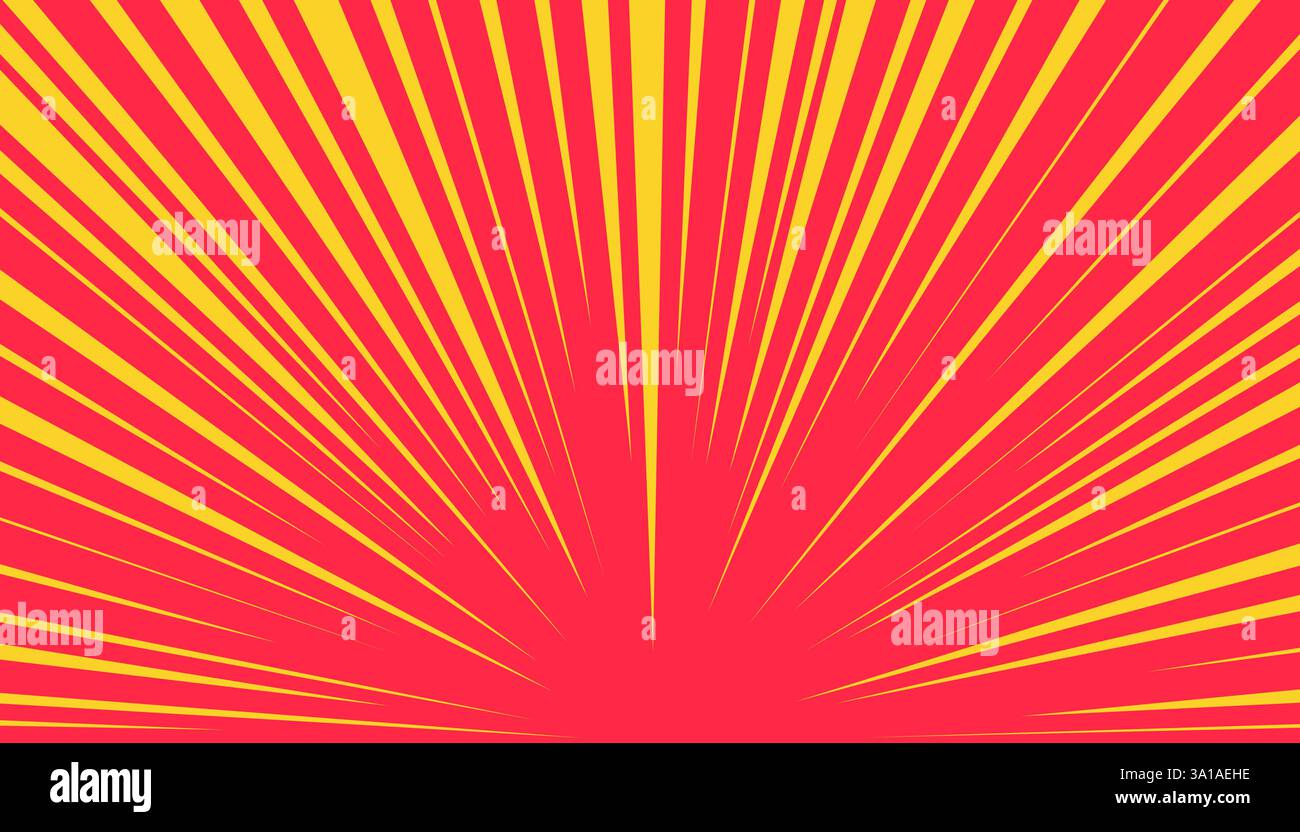 Pop art radial burst with vintage comic style. Bold stripes and ...