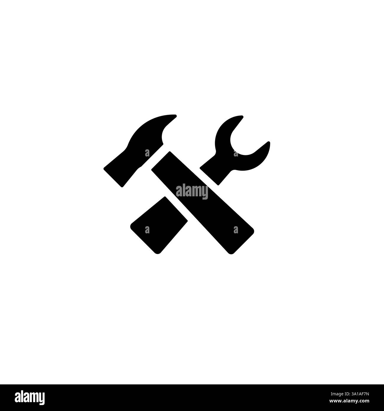 Hammer and wrench positioned in a cross shape for tool symbol ...