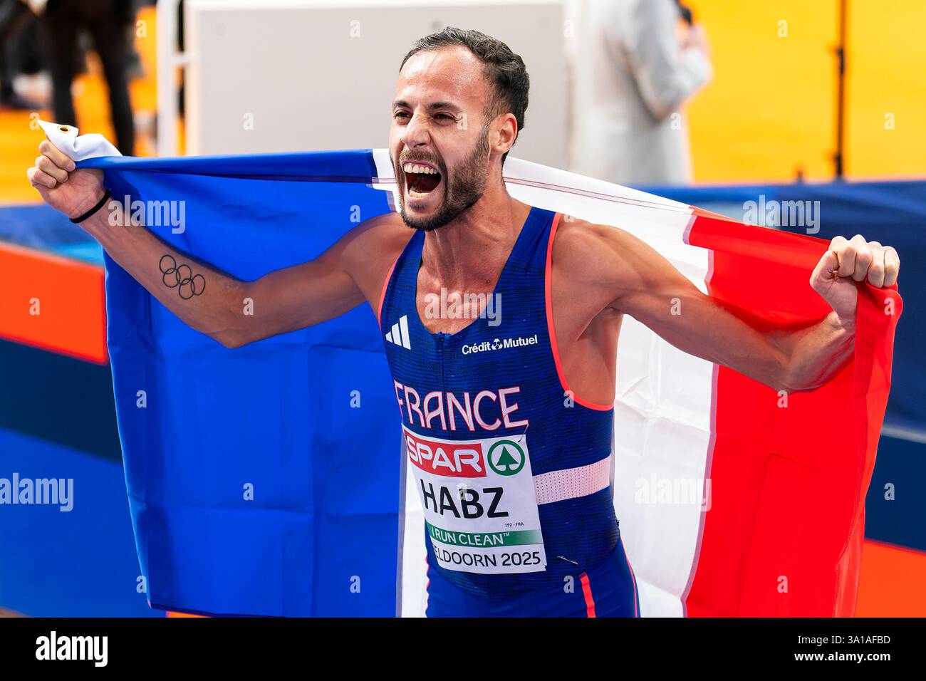 APELDOORN, NETHERLANDS - MARCH 7: Azeddine Habz of France celebrates ...