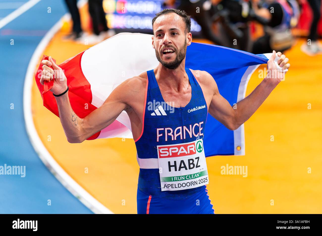 APELDOORN, NETHERLANDS - MARCH 7: Azeddine Habz of France celebrates ...