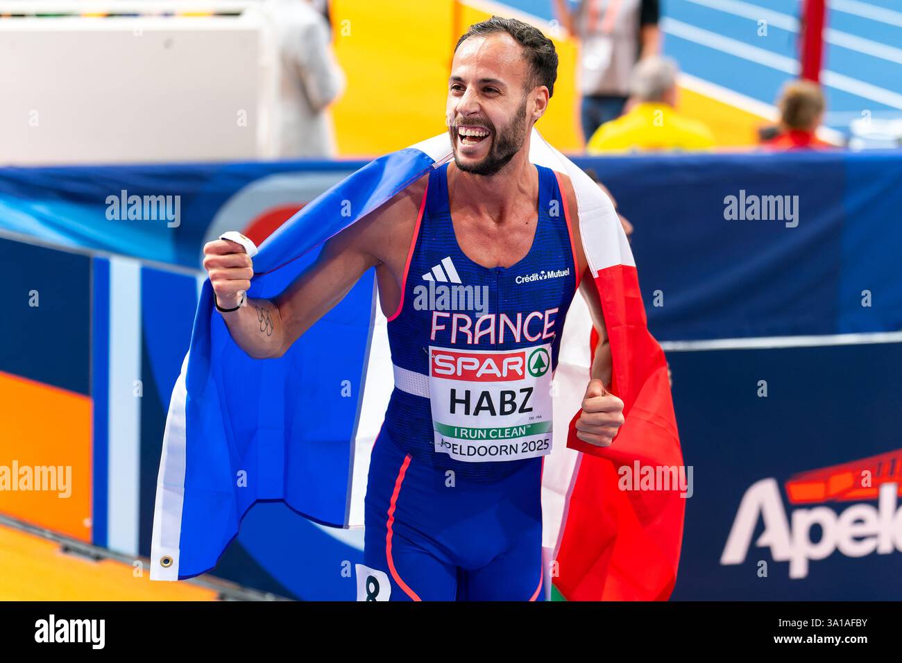 APELDOORN, NETHERLANDS - MARCH 7: Azeddine Habz of France celebrates ...