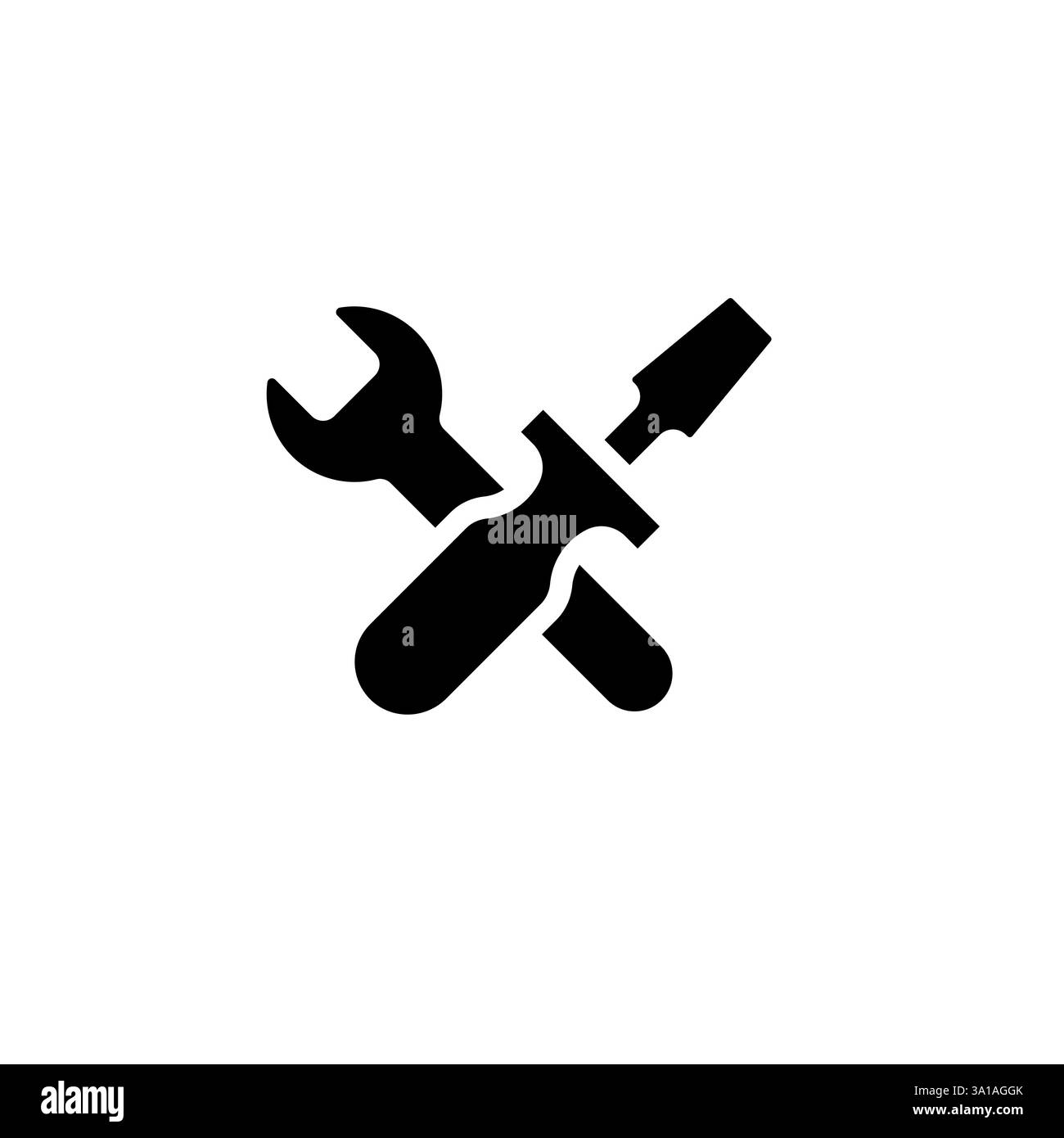 Tools icon featuring black hammer and wrench in a minimalist silhouette ...