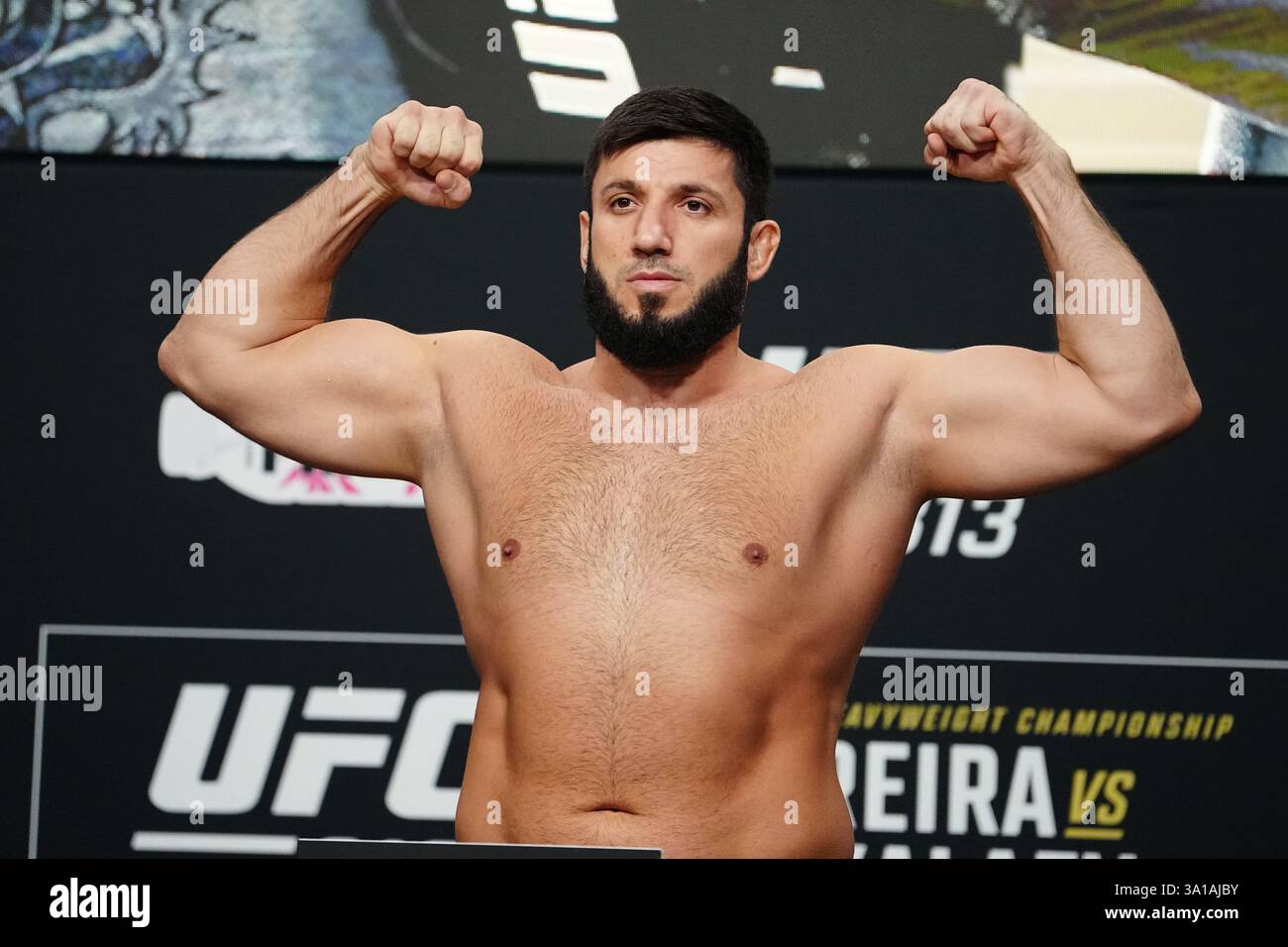LAS VEGAS, NV - MARCH 7:Rizvan Kuniev steps on the scale for the ...