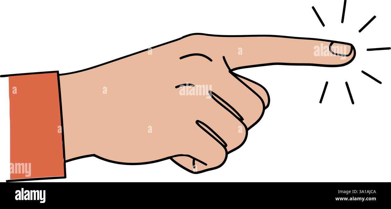 A hand with an orange sleeve points confidently, emphasizing a moment ...