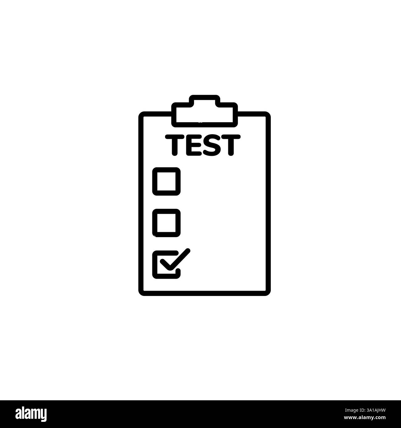 Checklist icon with test boxes and bold check mark on plain background ...