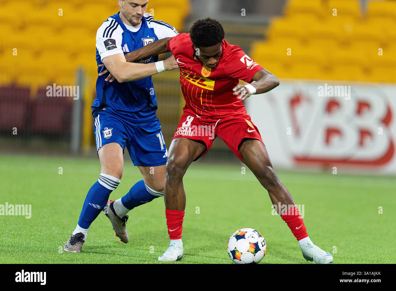 Vejle's Damian van Bruggen and FC Nordsjaelland's Mario Dorgeles during ...