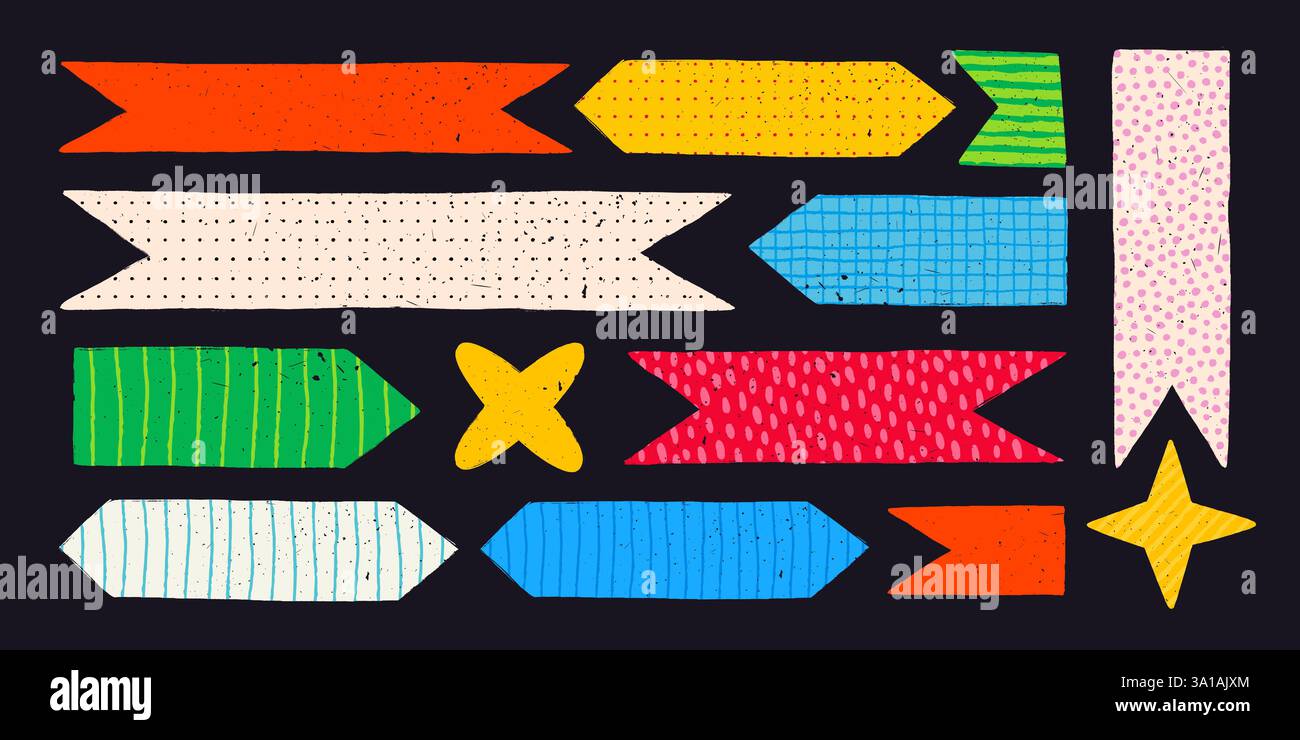 Paper bookmarks and stickers in various shapes and styles Stock Vector ...
