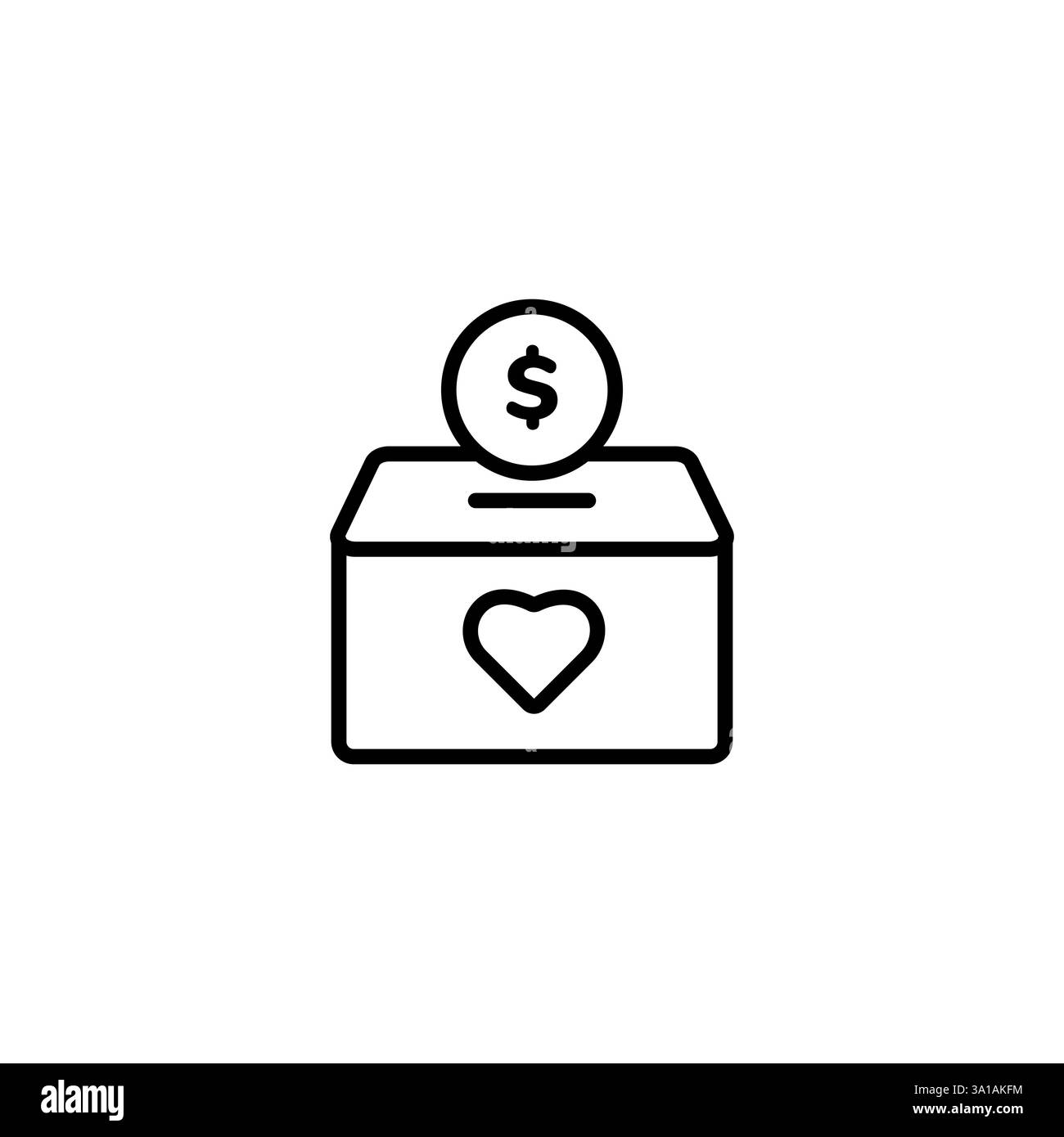 Donation box with heart icon representing charity contribution and ...